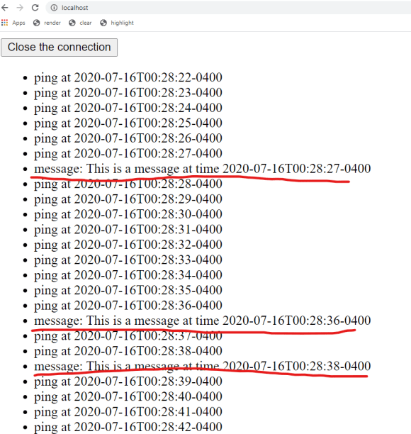 Server Side Event – MDN example | datafireball